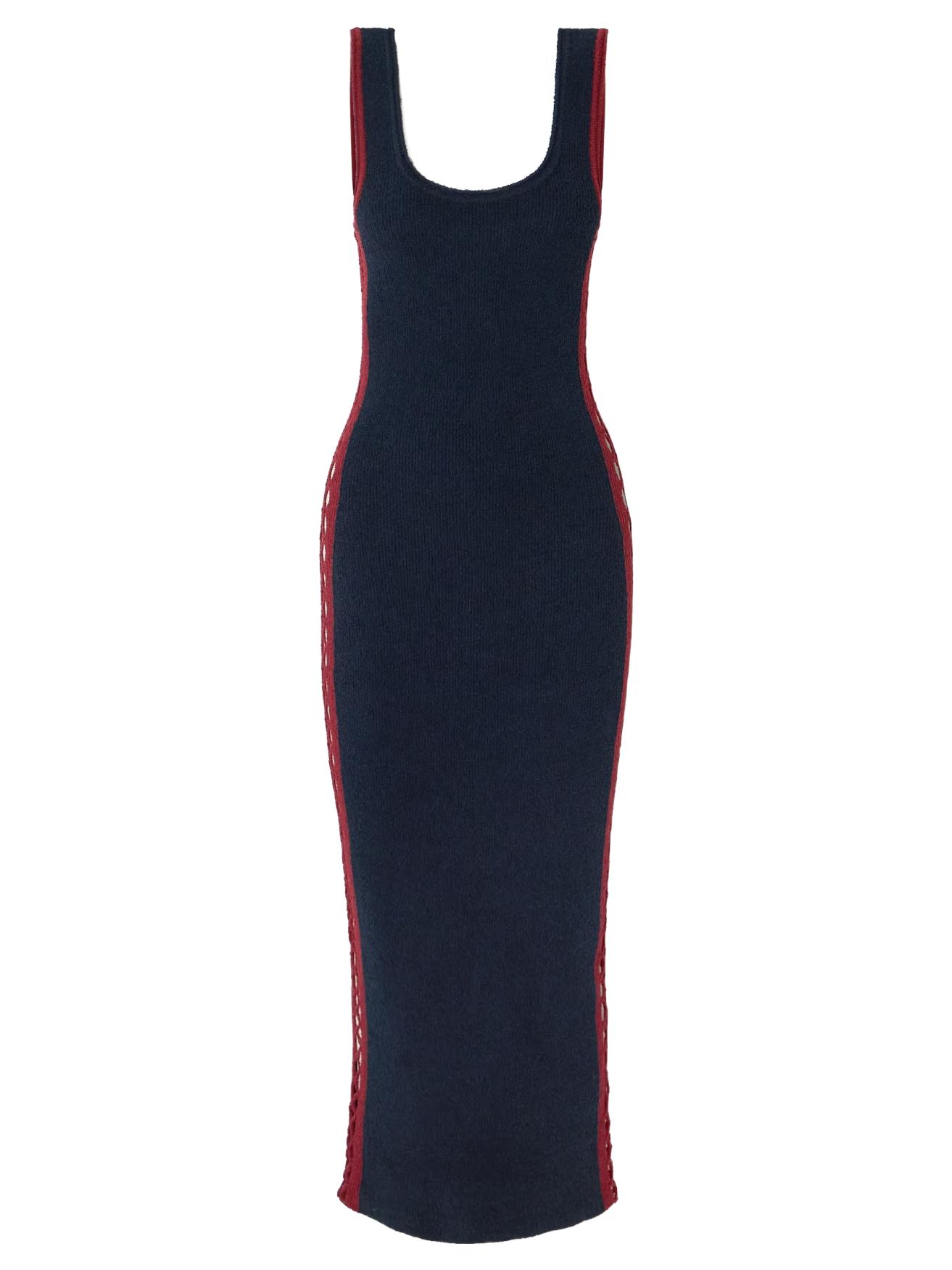 PACO RABANNE Paco Rabanne Square Neck Crochet Trim Maxi Dress